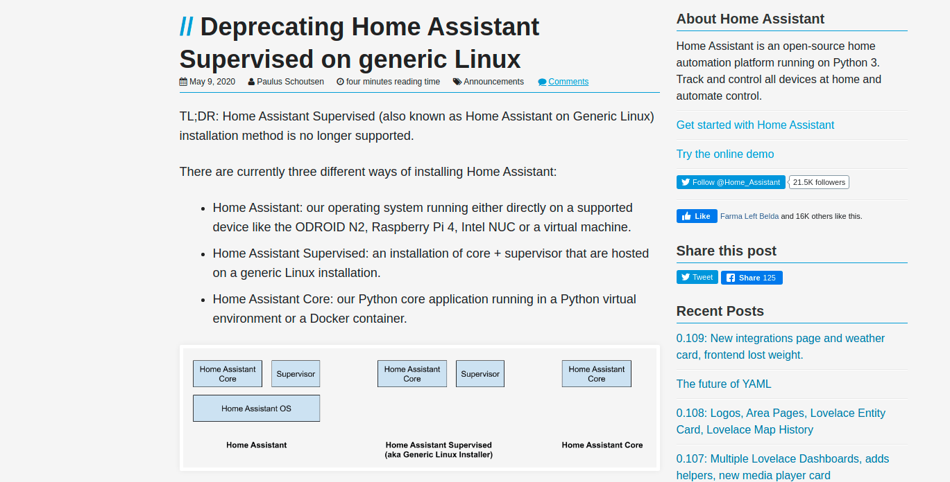 Home Assistant Supervised, la instalación genérica de Linux, deja de ...