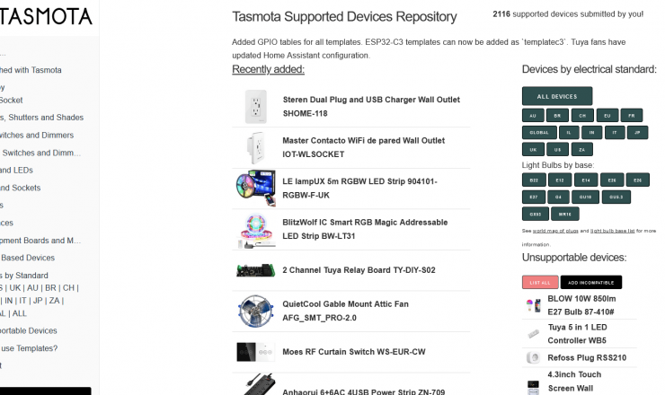 Tasmota actualiza a la versión 7.1.2 y alcanza los 700 Templates ...